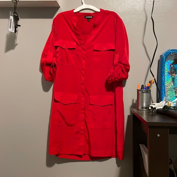 Dresses | Red Express Button Down Dress | Poshmark